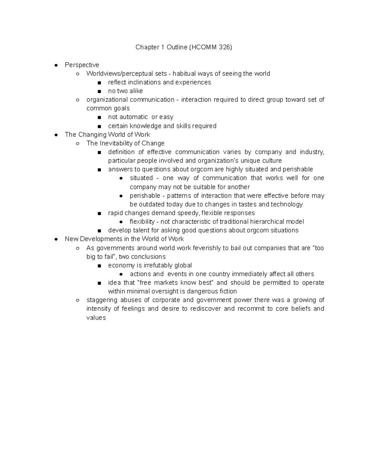 Chapter 1 Outline ( Hcomm 326) - Chapter 1 Outline (HCOMM 326 ...