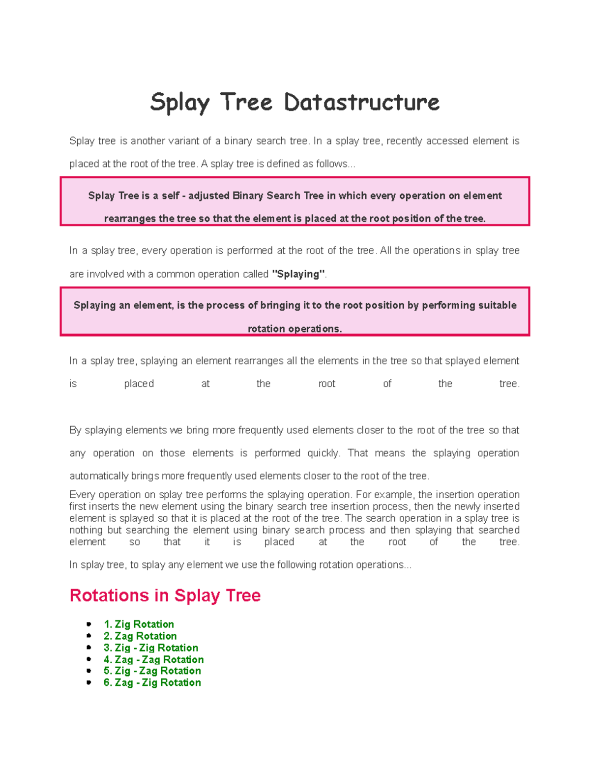 Splay Tree Datastructure - Splay Tree Datastructure Splay tree is ...