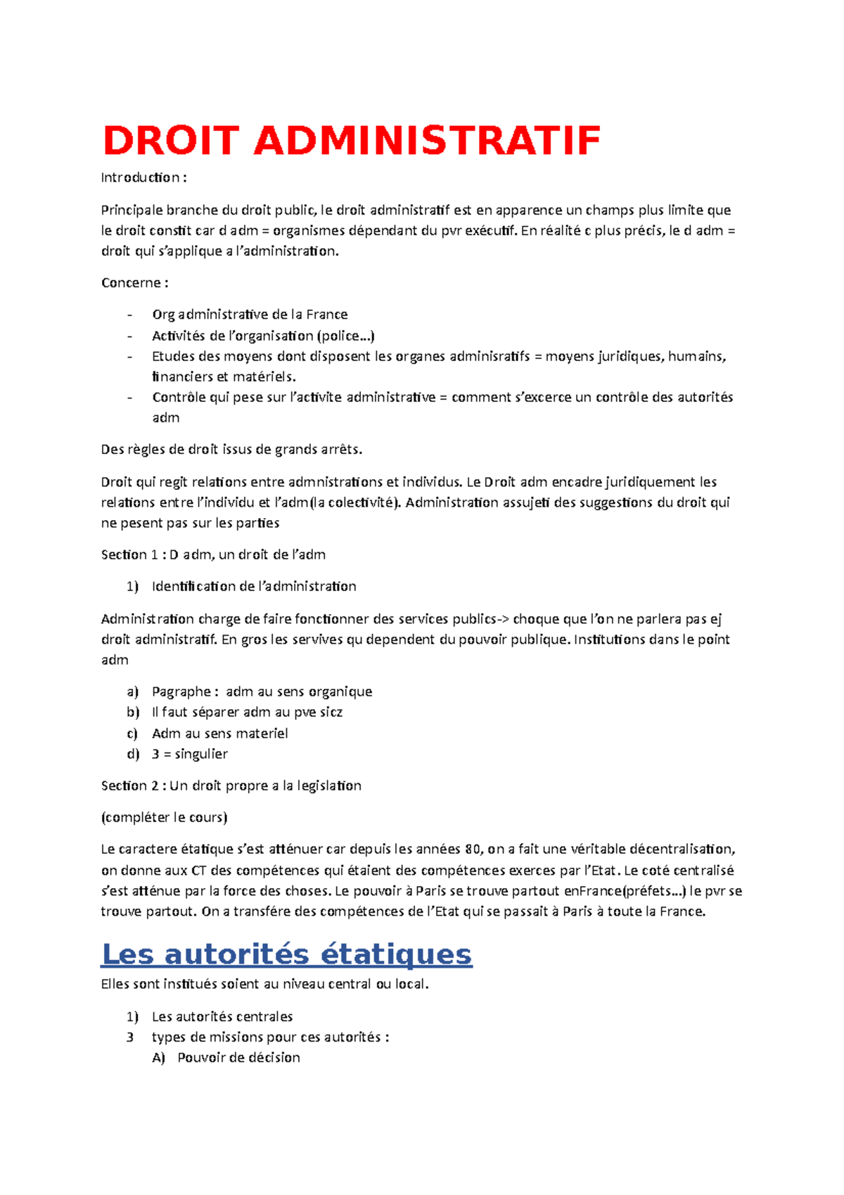 Droit Administratif - Bien complet - DROIT ADMINISTRATIF Introduction ...