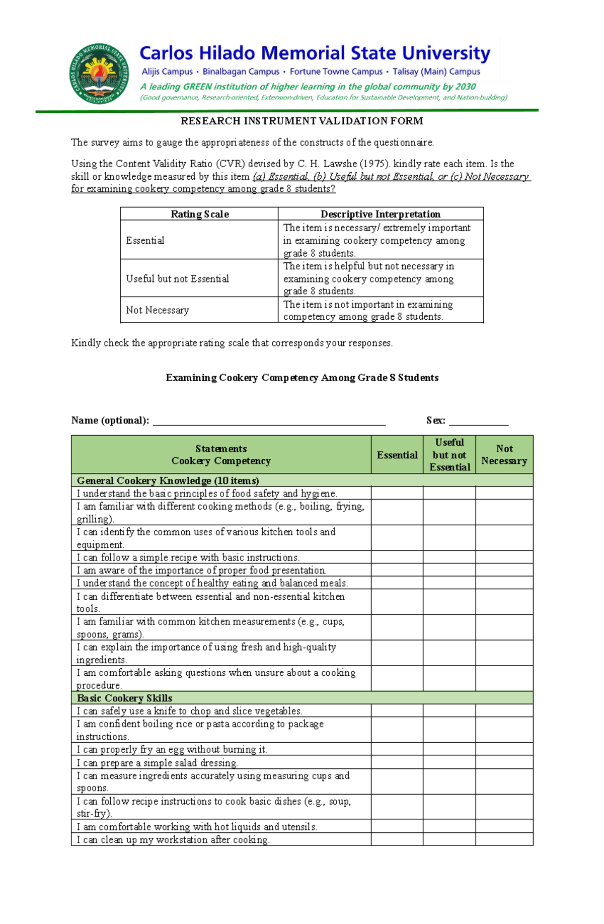 Competency Research Instrument Validation - RESEARCH INSTRUMENT ...