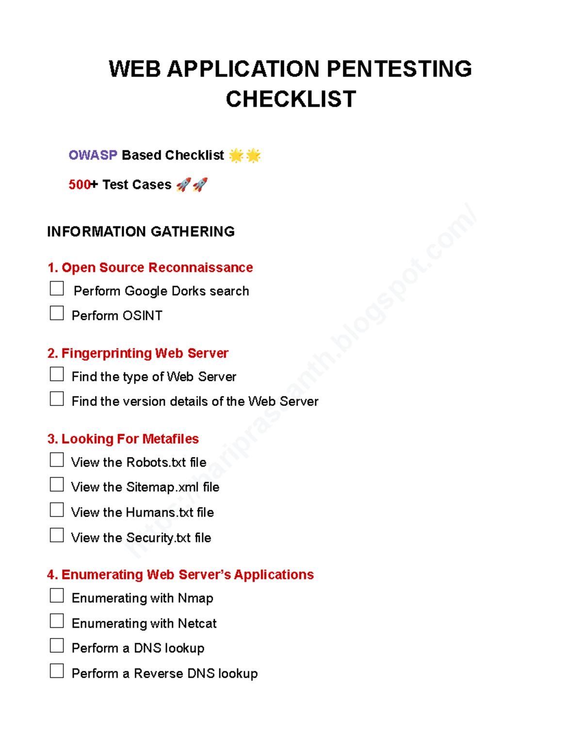WEB Application Pentesting Checklist - hariprasaanth.blogspot/ WEB ...