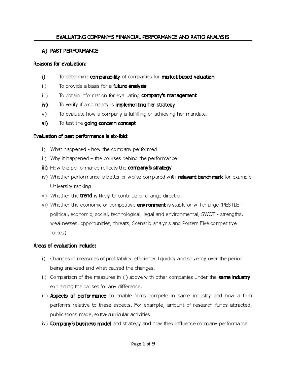 Lesson 3 Analysis of financial performance - EVALUATING COMPANY’S ...