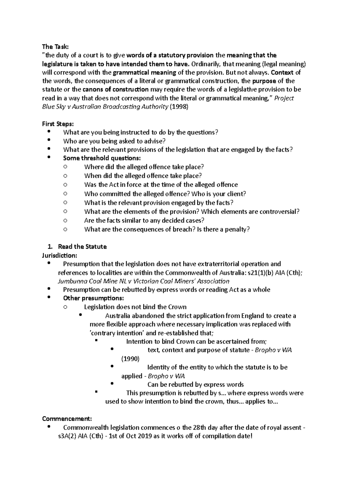 Structure - materials for the 2019 stat exam - The Task: "the duty of a ...