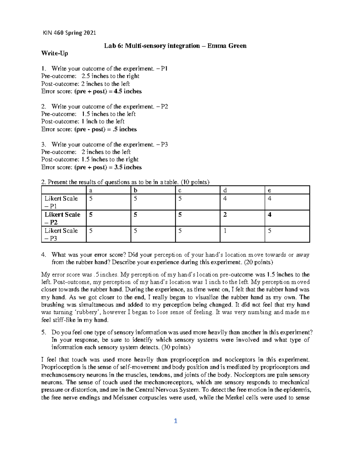 EG - Lab 6 Multi-sensory integration - KIN 460 Spring 2021 1 Lab 6 ...