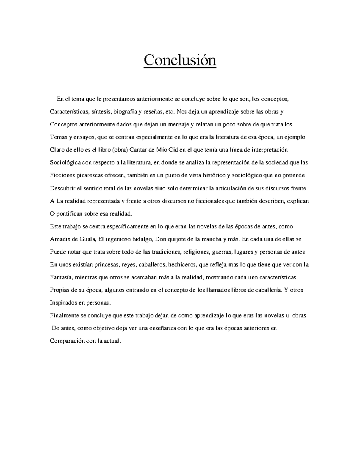 Conclusión de castellano - Conclusión En el tema que le presentamos ...