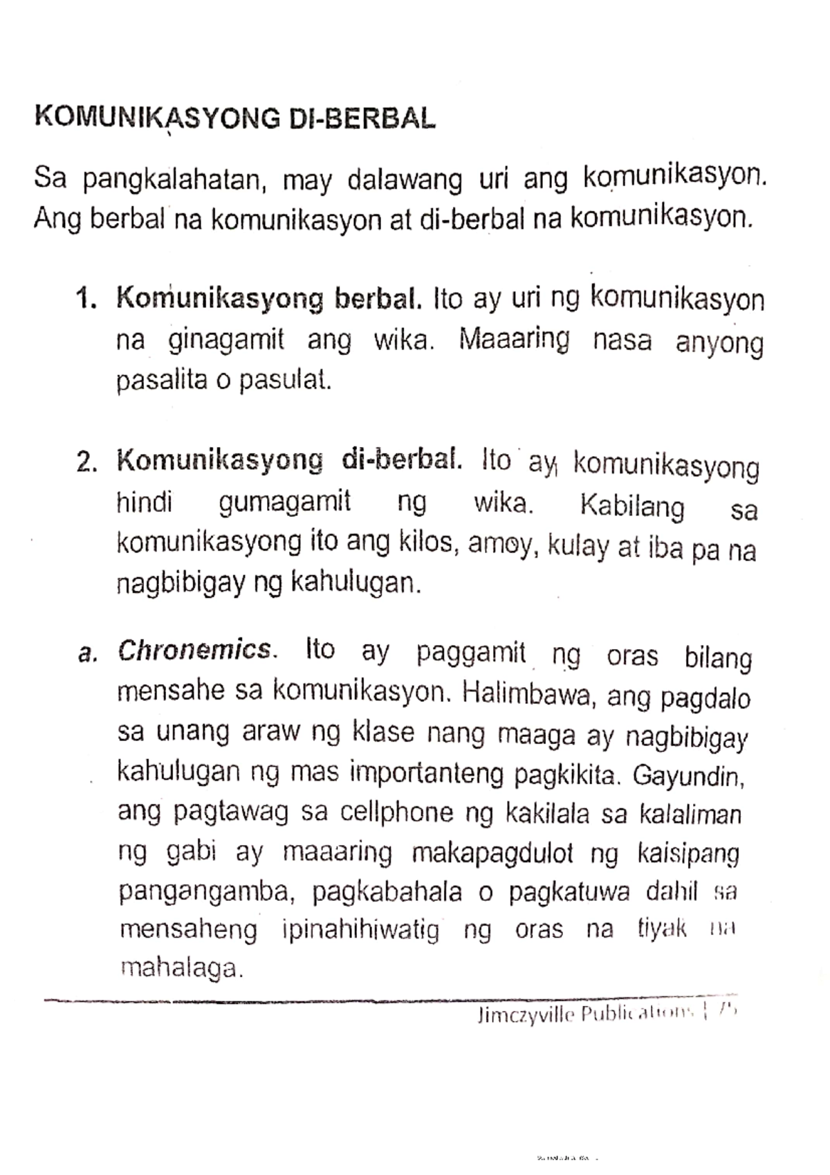 Komunikasyon-Di-Berbal (Filipino Unang) - college of education - Studocu