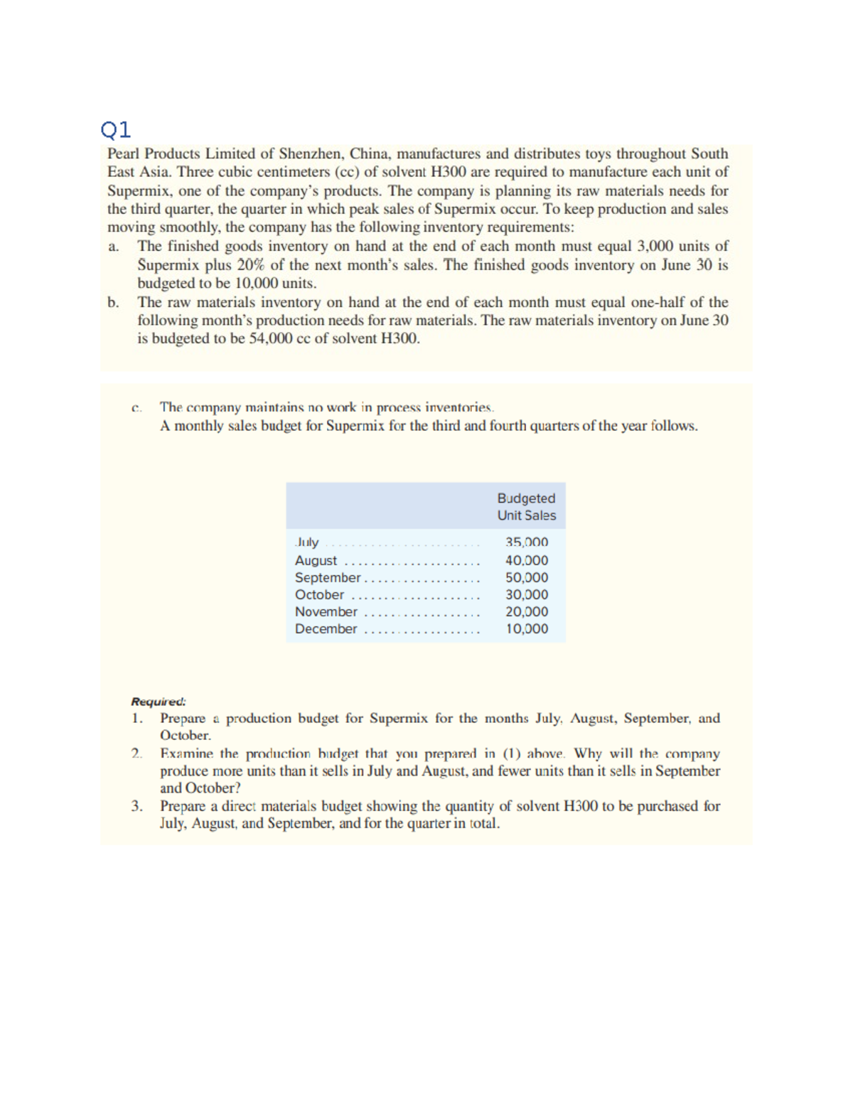 Practice Question-Master Budgeting - Management - Studocu
