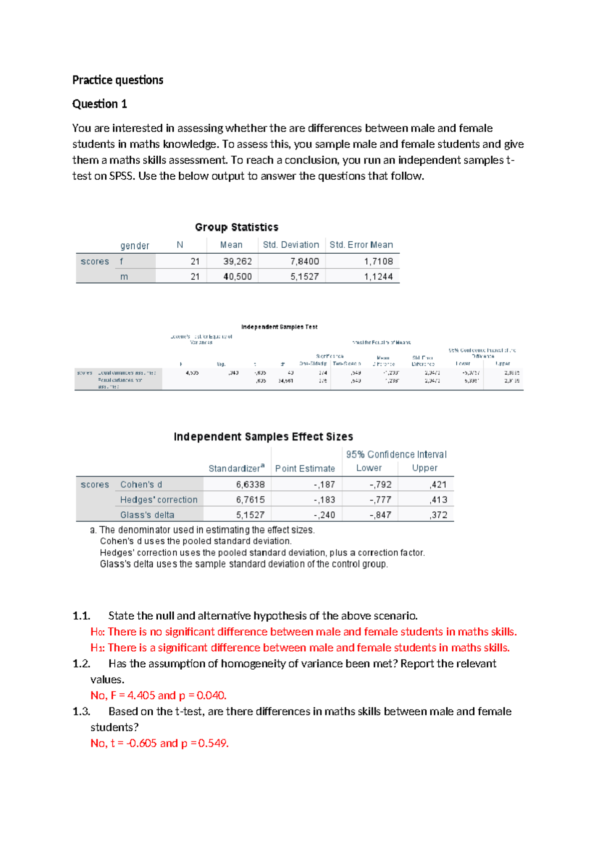 Exam practice questions PSYC 301 answers - Practice questions Question 1 You are interested in ...