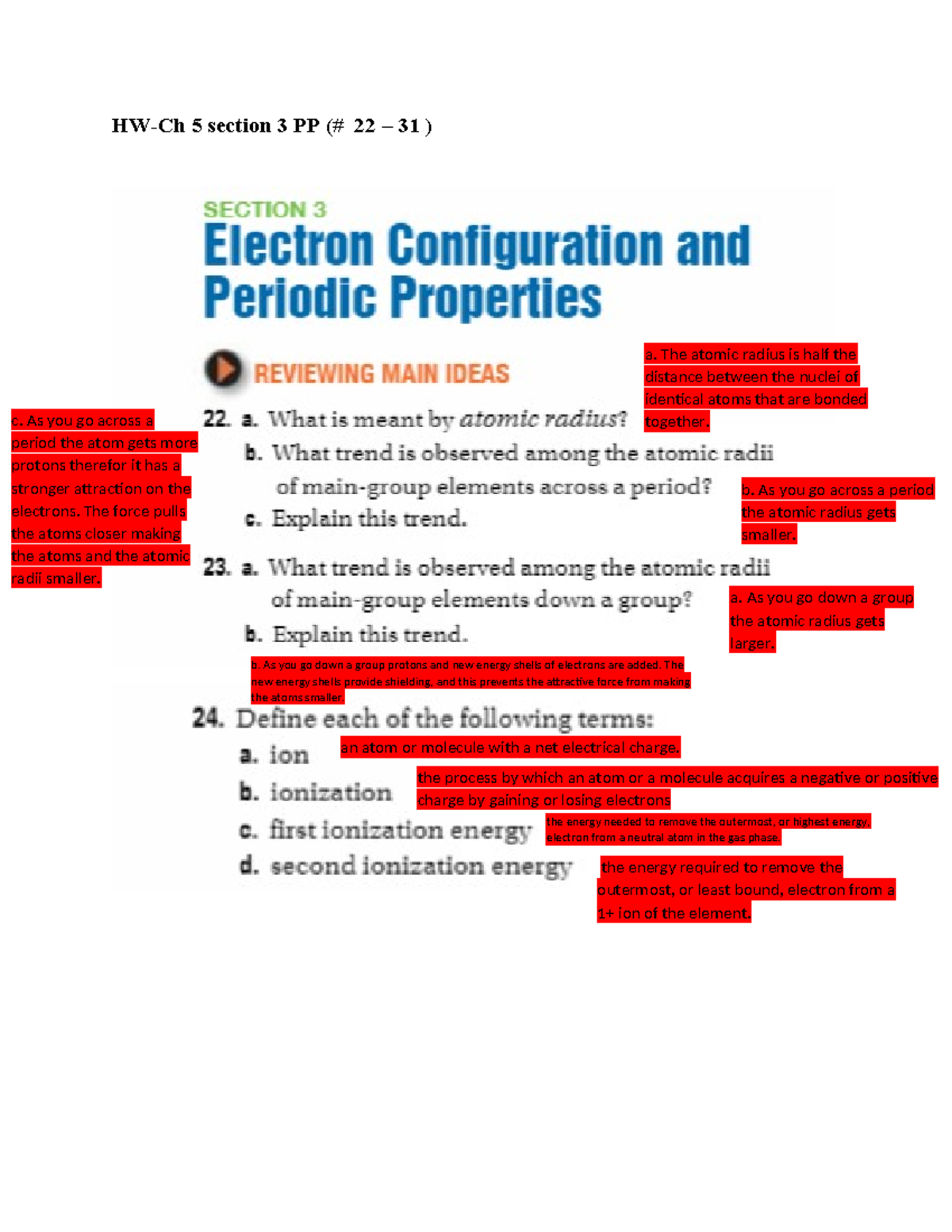 HWCh 5 section 3 PP ( 22– 31 ) - HW-Ch 5 section 3 PP (# 22 – 31 ) a ...