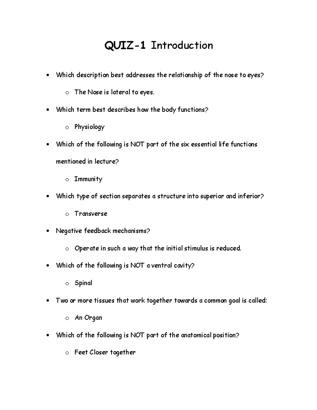 QUIZ #1 - Introduction - Quizes - QUIZ-1 Introduction Which description ...