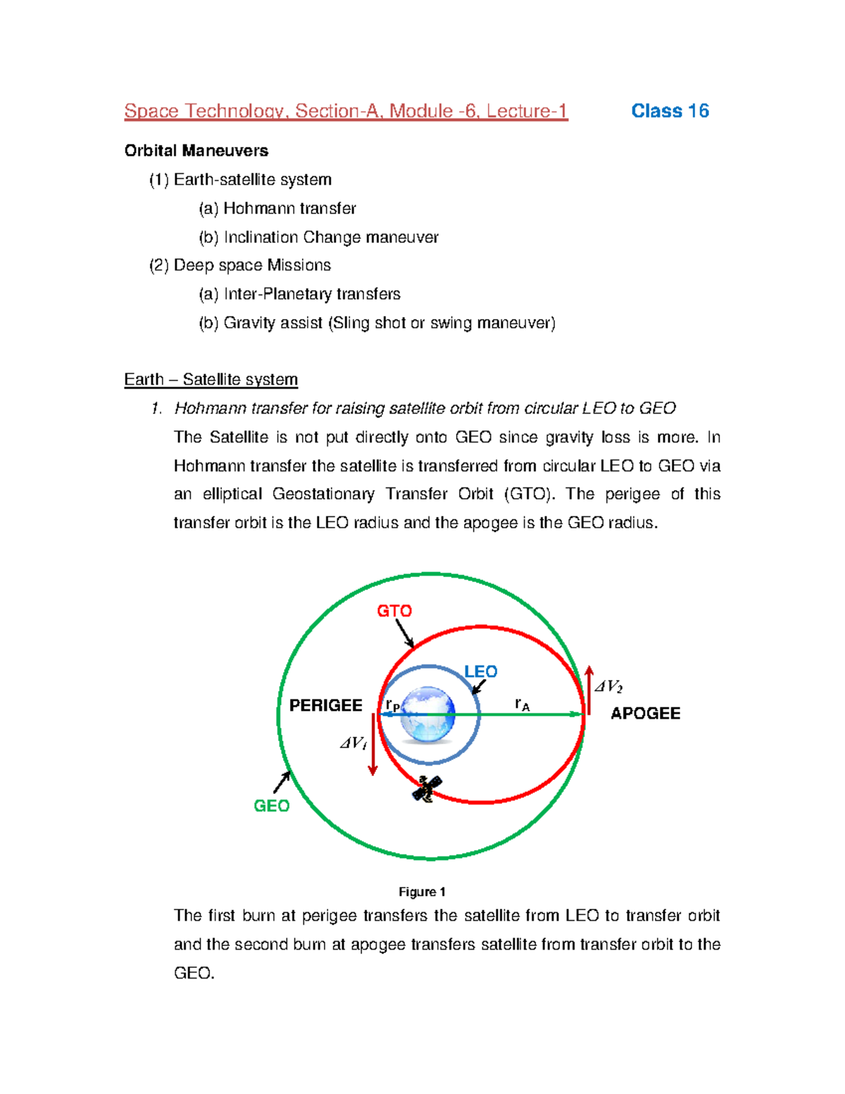 Lecture 16 - Space Technology - Space Technology, Section-A, Module -6 ...