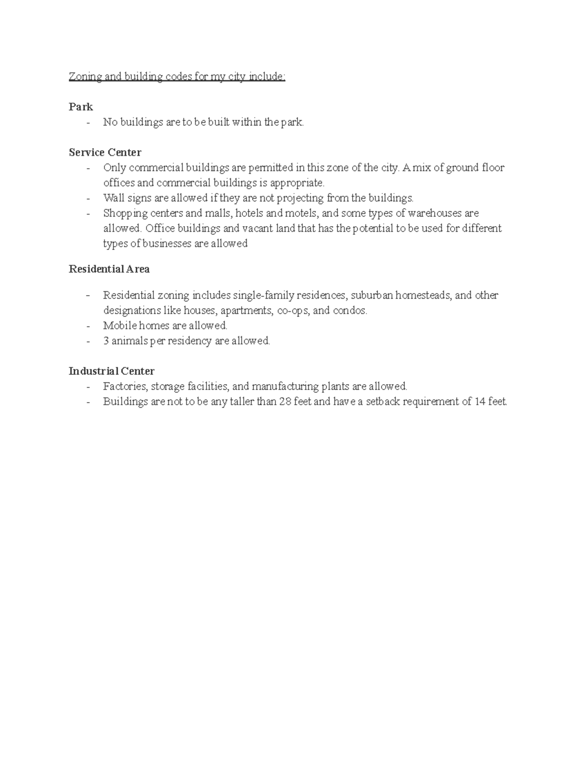 Urban Codes - Zoning and building codes for my city include: Park - No ...