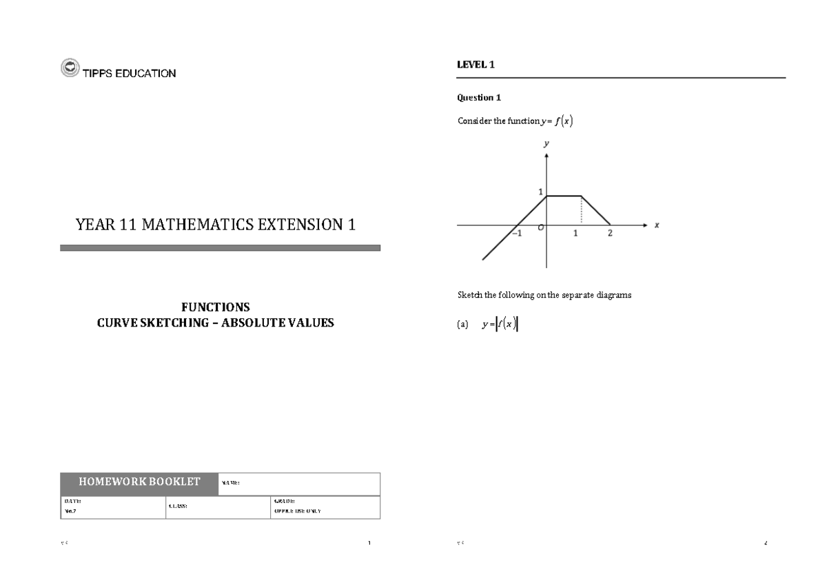 7 - Functions Curve Abs Lesson 1 Booklet - ####### TIPPS EDUCATION YEAR ...