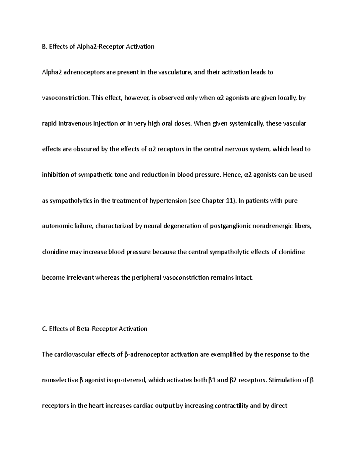 Effects of Alpha 2-Receptor Activation - B. Effects of Alpha2-Receptor ...