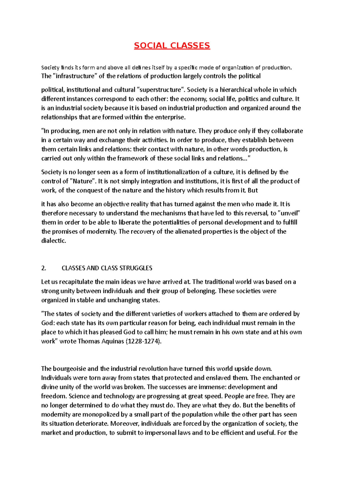 Introduction to sociology 29 - SOCIAL CLASSES Society finds its form ...