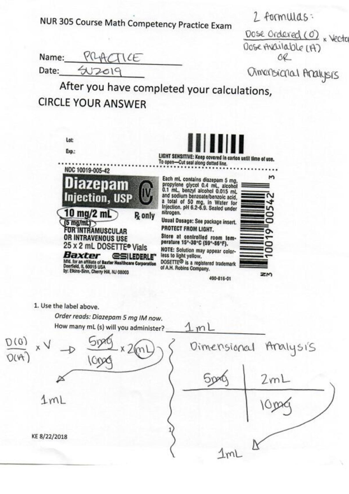 242 Math Practice Exam - NUR 242 - Studocu