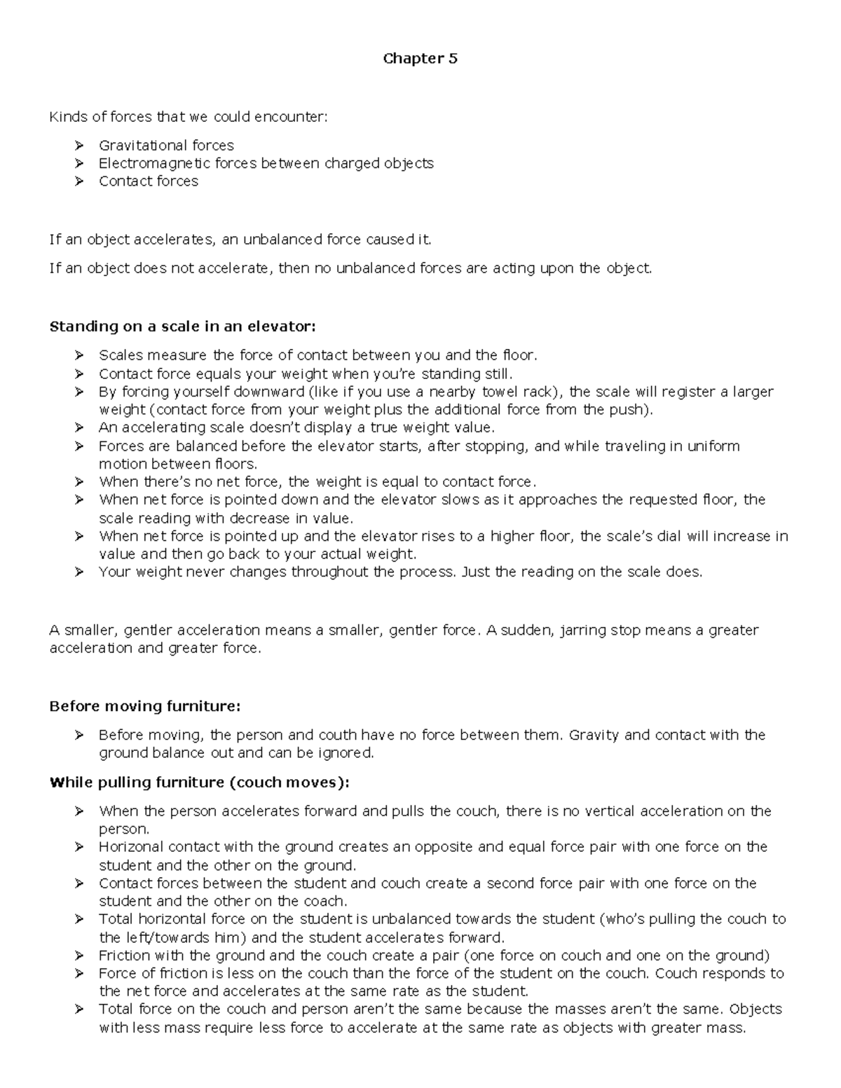 Chapter 5 Notes - Online remote course. - Chapter 5 Kinds of forces ...