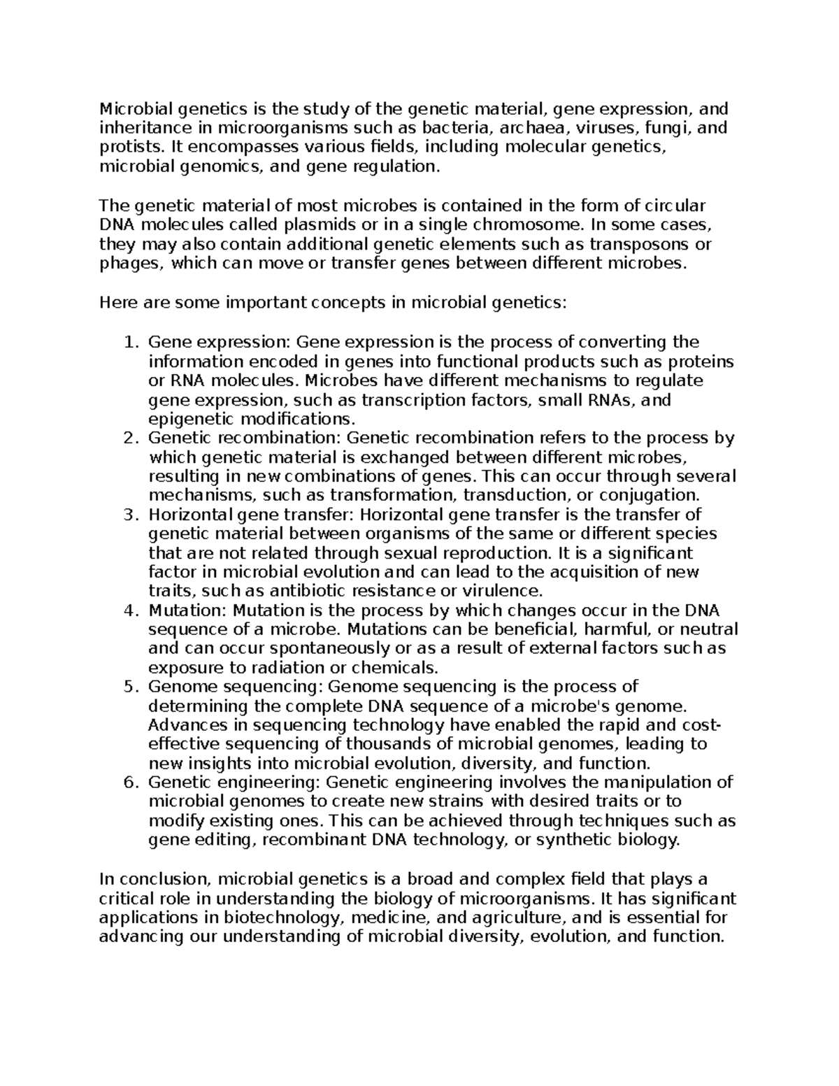 Microbial Genetics - It encompasses various fields, including molecular ...