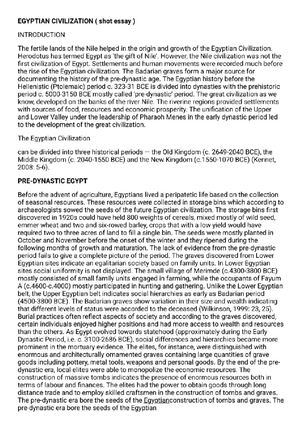 Egyptian civilization (shot essay) - MA. History - Studocu