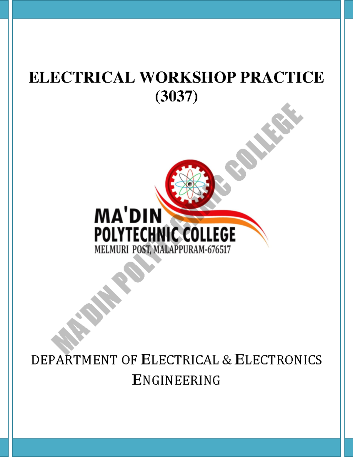 3037- Electrical Workshope Practice - ELECTRICAL WORKSHOP PRACTICE ...