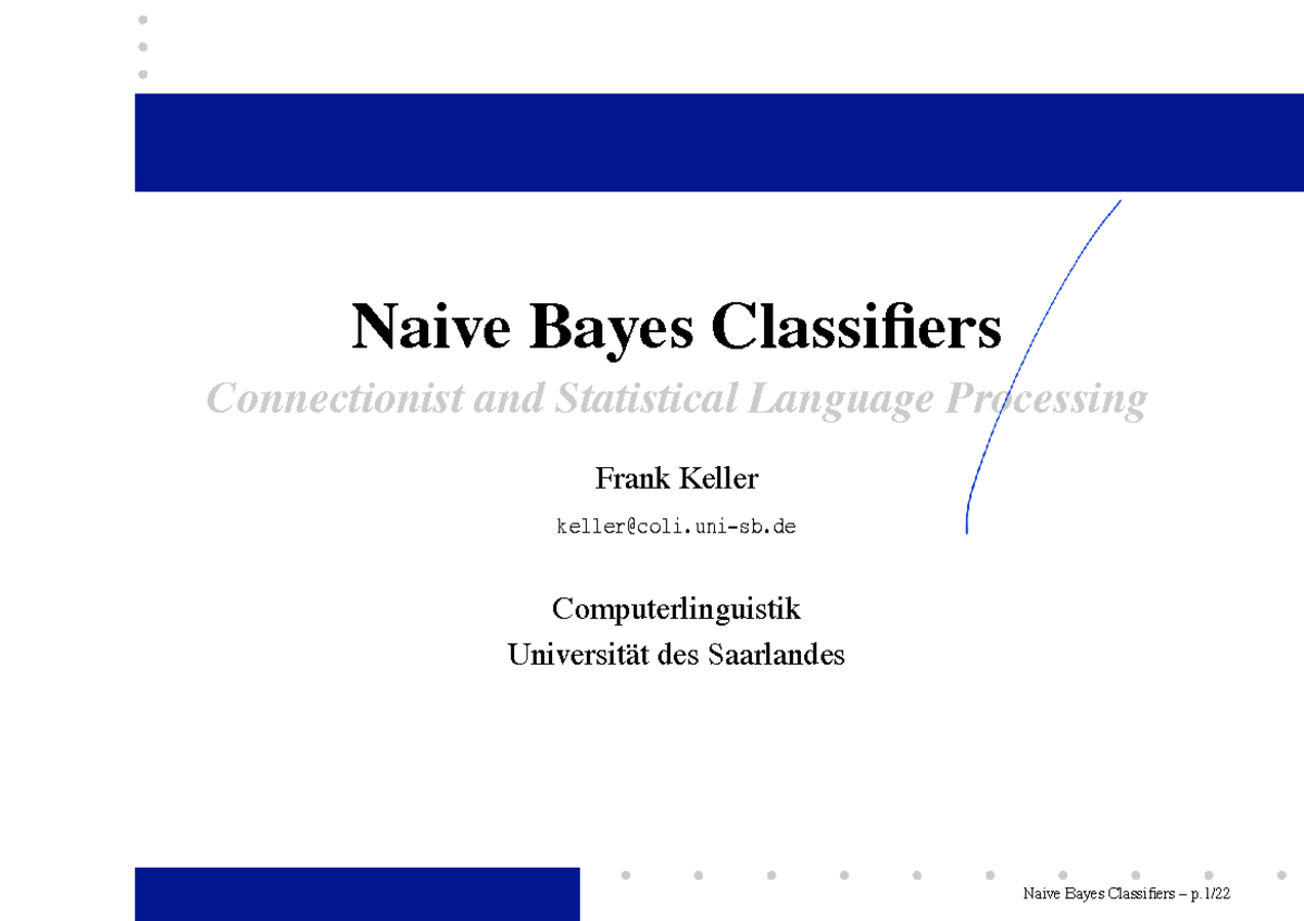 Naive bayes keller - Nothing - Naive Bayes Classifiers Connectionist ...