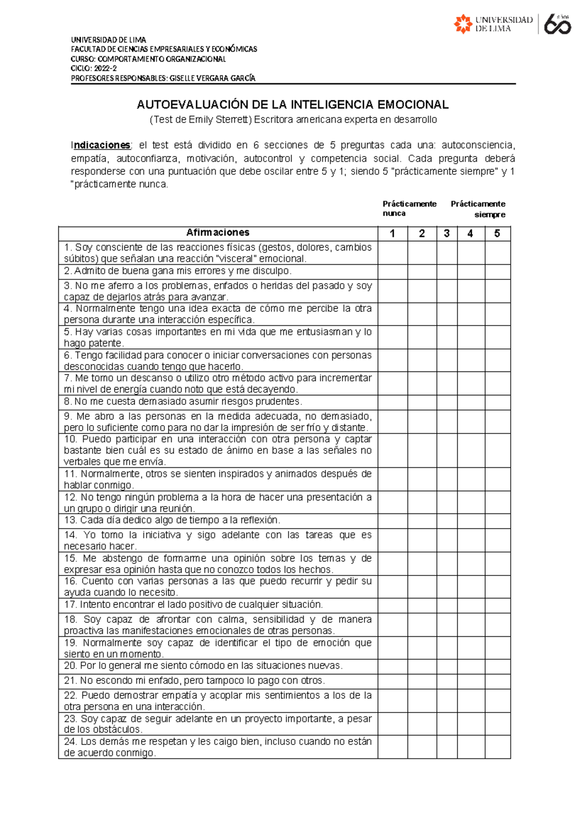 Test de inteligencia emocional (Test de Emily Sterrett) - UNIVERSIDAD ...