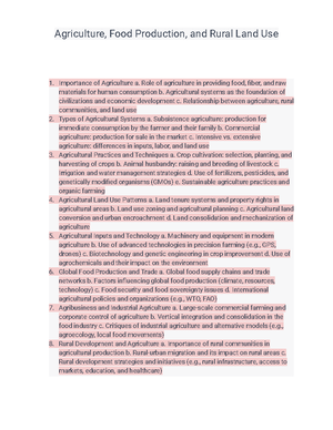 APHUG Unit 5 Study Guide - UNIT FIVE: AGRICULTURE & RURAL LAND-USE ...