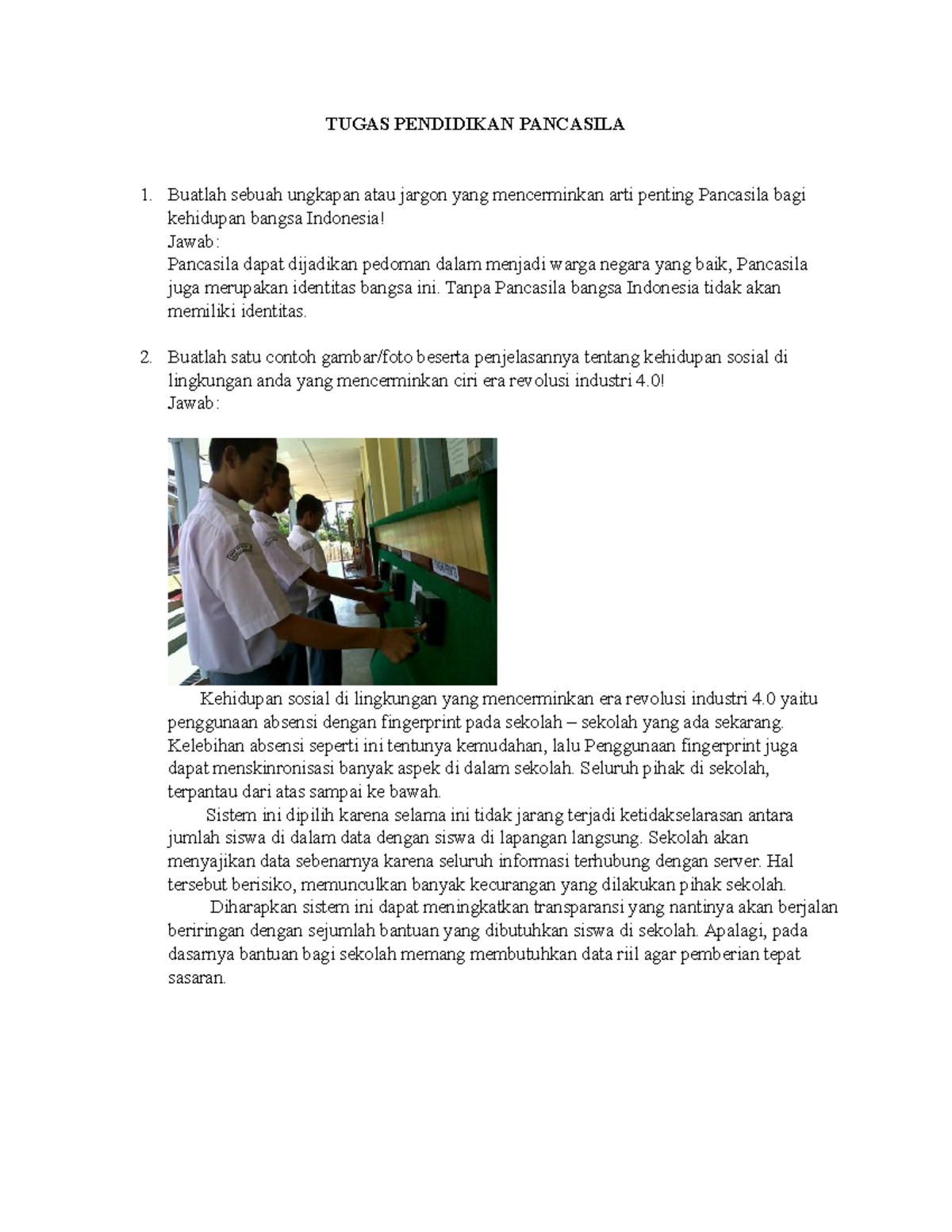 Tugas Pendidikan Pancasila - TUGAS PENDIDIKAN PANCASILA Buatlah sebuah ...