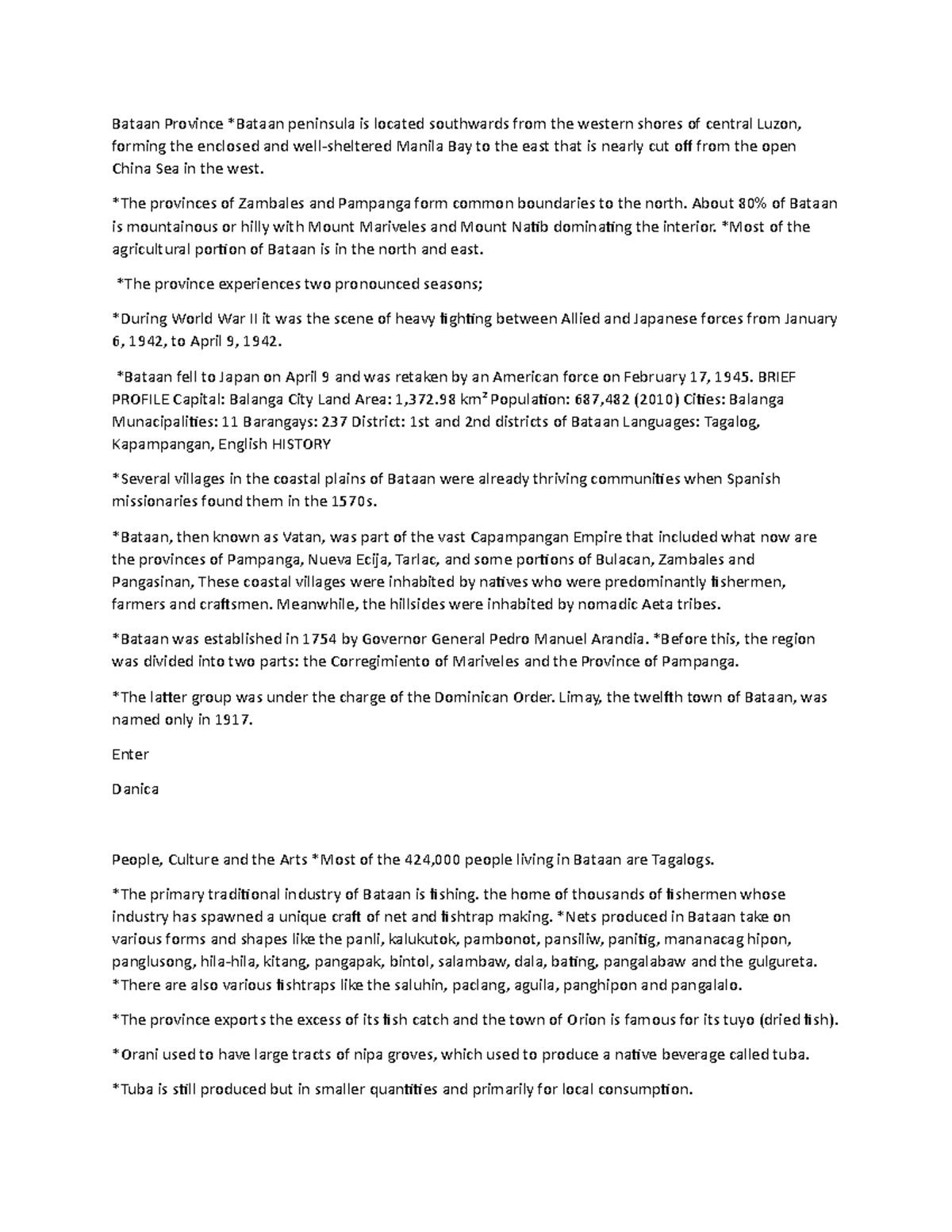 Bataan Province - *The provinces of Zambales and Pampanga form common ...