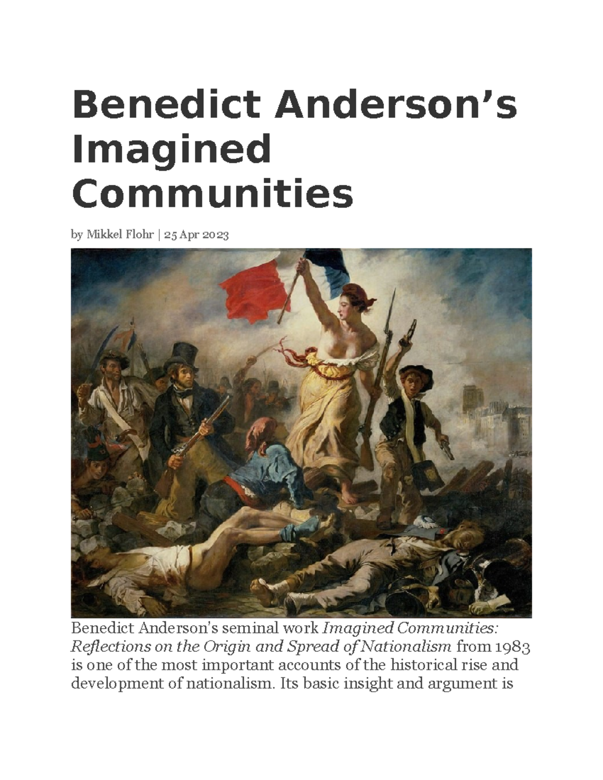 Benedict Anderson - lecture - Benedict Anderson’s Imagined Communities ...