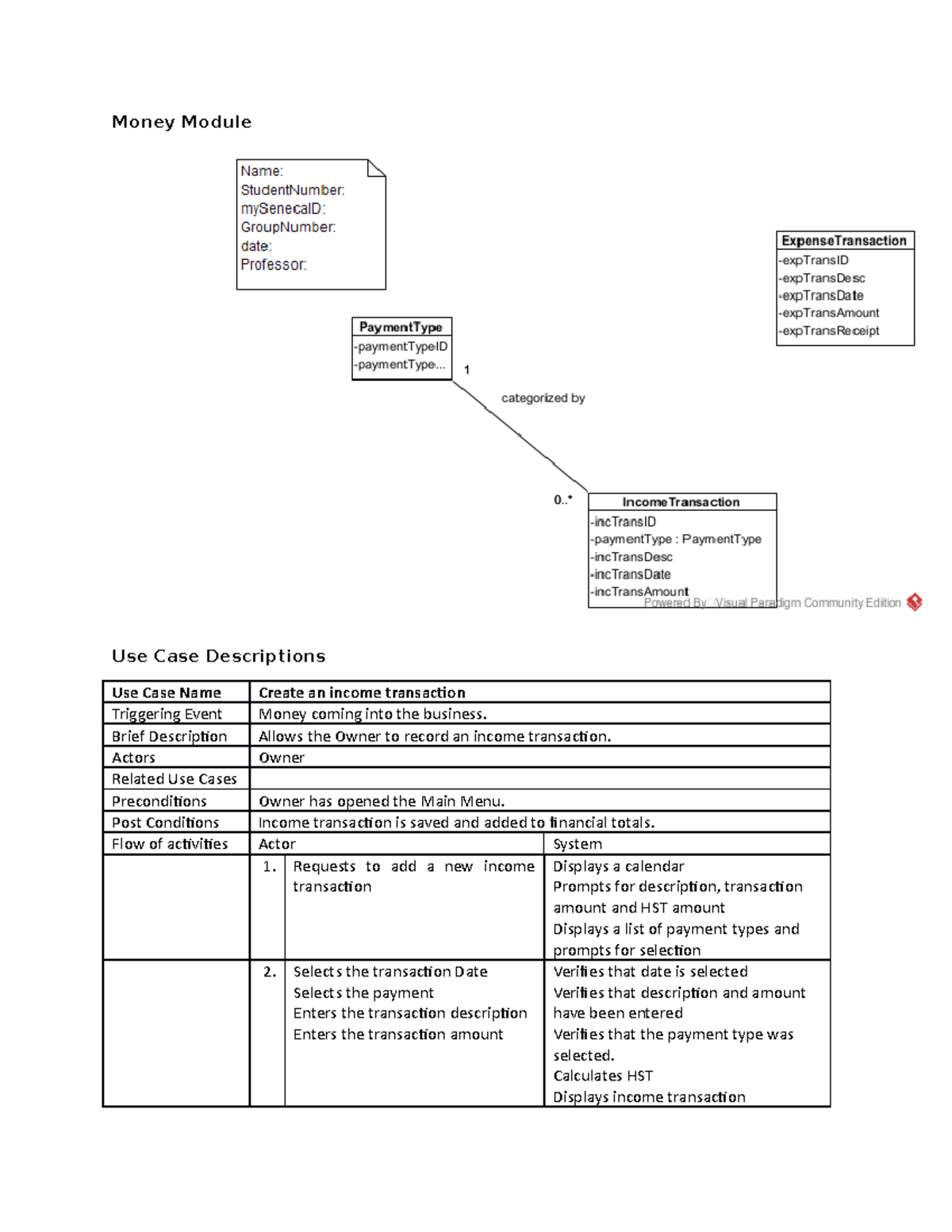 Money Module-answers - Money Module Use Case Descriptions Use Case Name ...