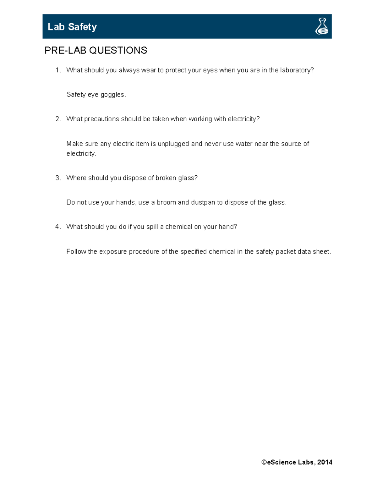 Module 1 Lab 2 Safety - PRE-LAB QUESTIONS What should you always wear ...