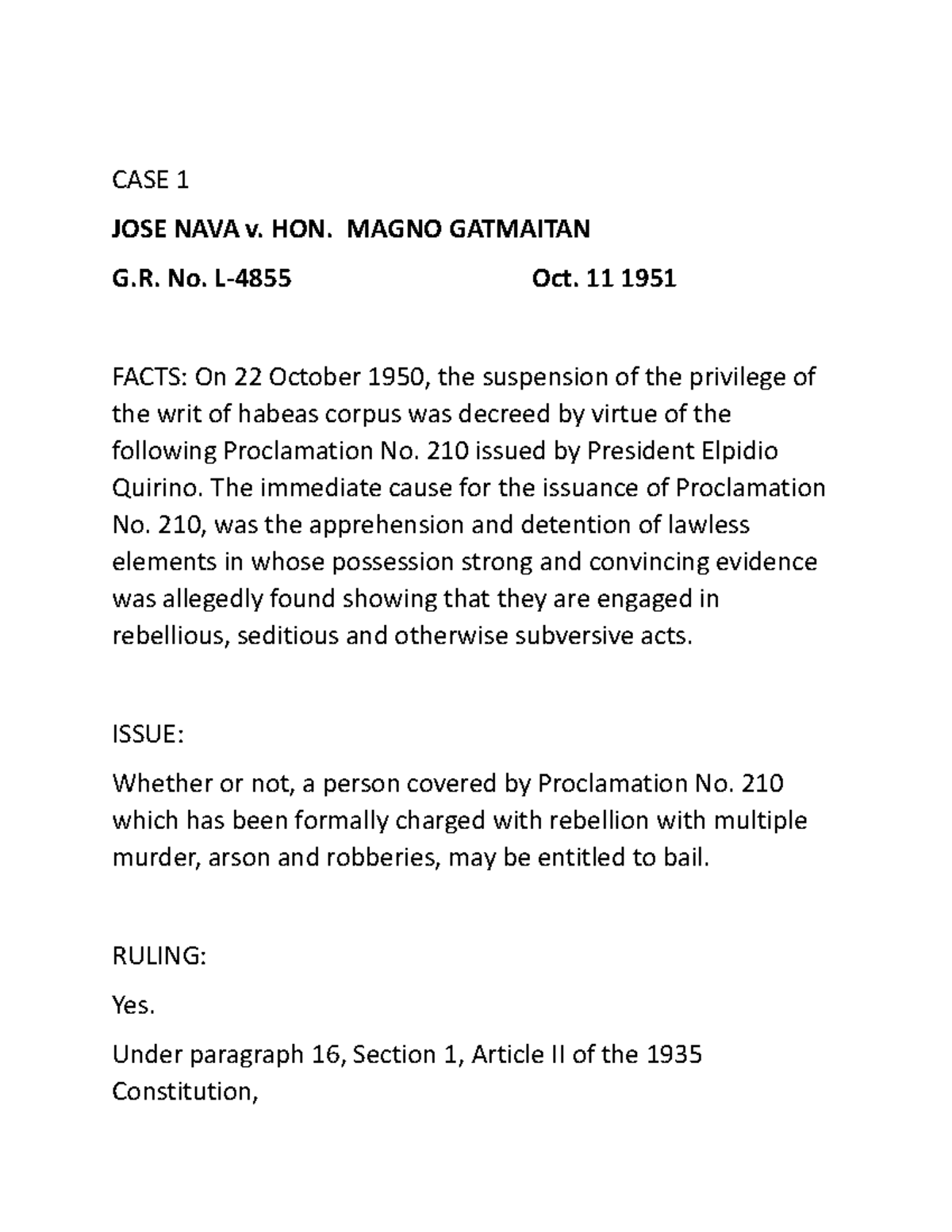 spepcpro specpro - CASE 1 JOSE NAVA v. HON. MAGNO GATMAITAN G. No. L ...