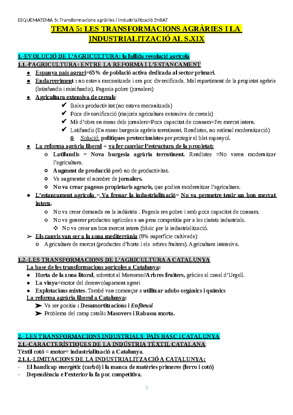 Esquema (vertical)TEMA 5 Les transformacions agràries i la ...