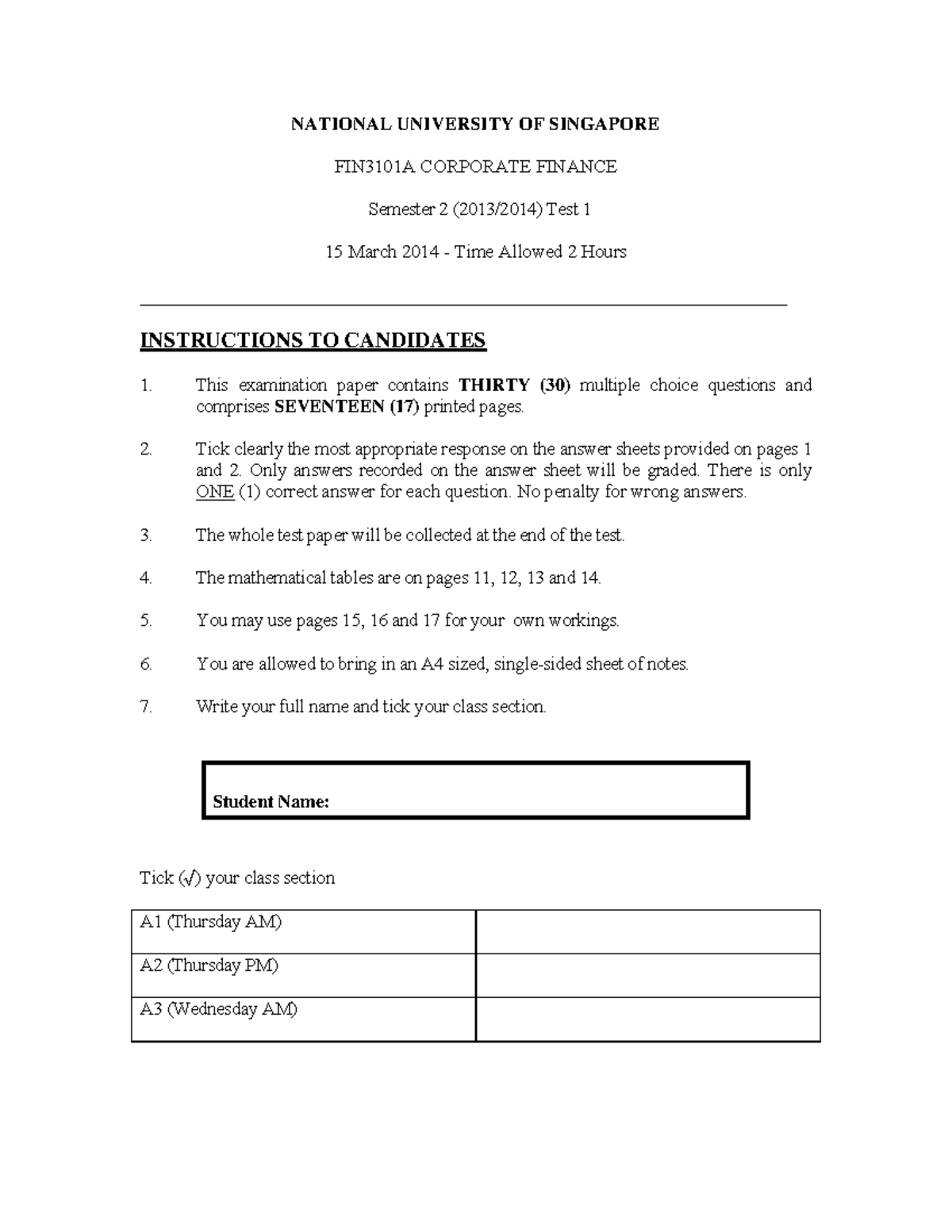 Midterm sample 2014 - Exam qns - NATIONAL UNIVERSITY OF SINGAPORE ...
