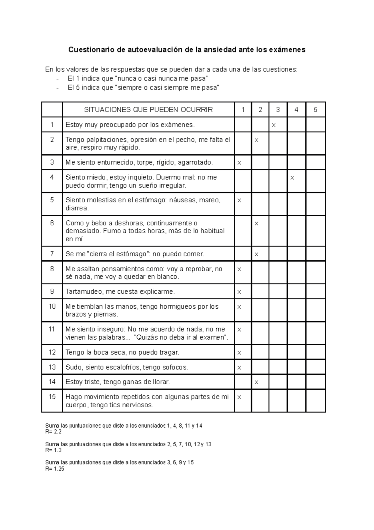 12.1 Cuestionario ansiedad ante exámenes - Cuestionario de ...