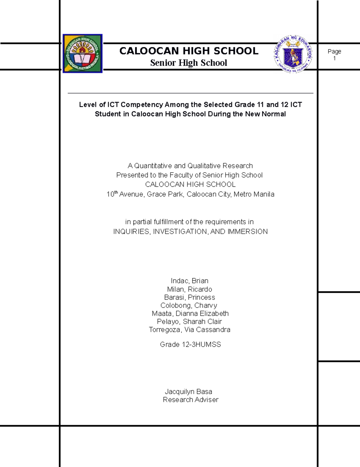 III Mixed G3 - research study about the digital literacy - CALOOCAN ...