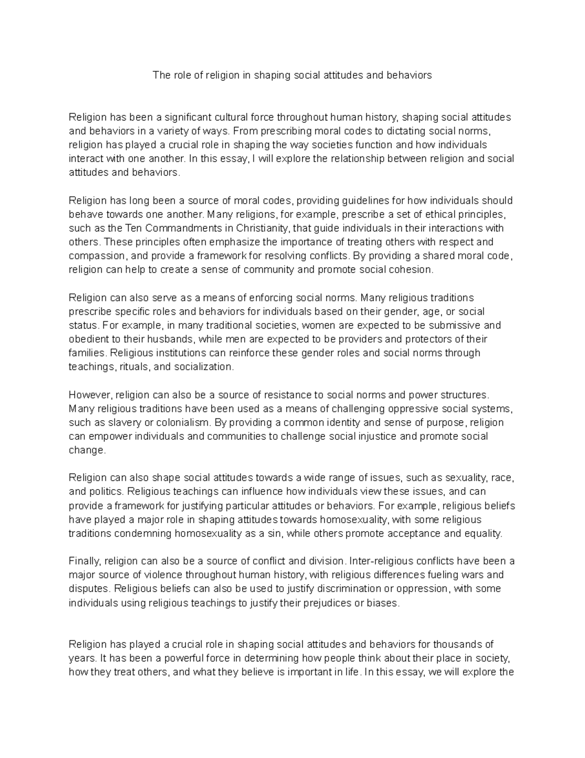 The role of religion in shaping social attitudes and behaviors - From ...