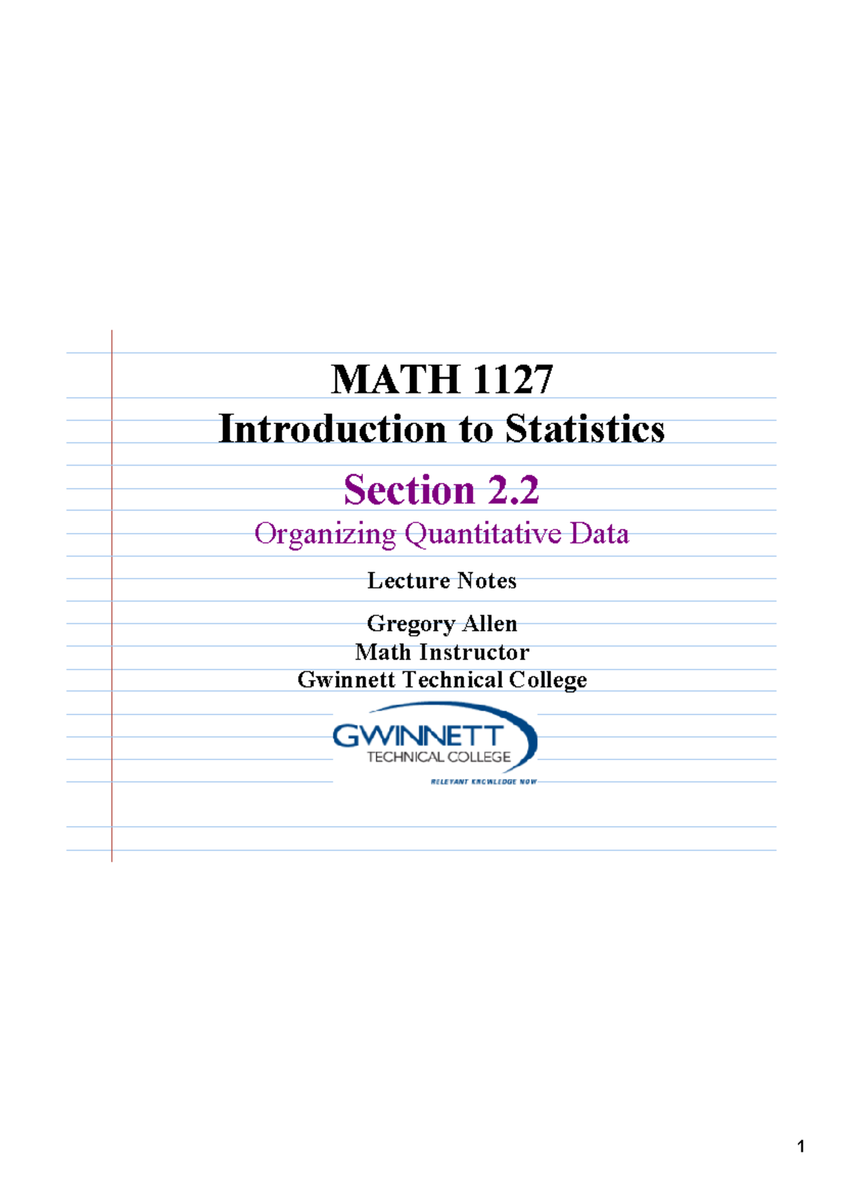 Math1127 lecture ch. 2.2 organizing quantitative data - completed ...