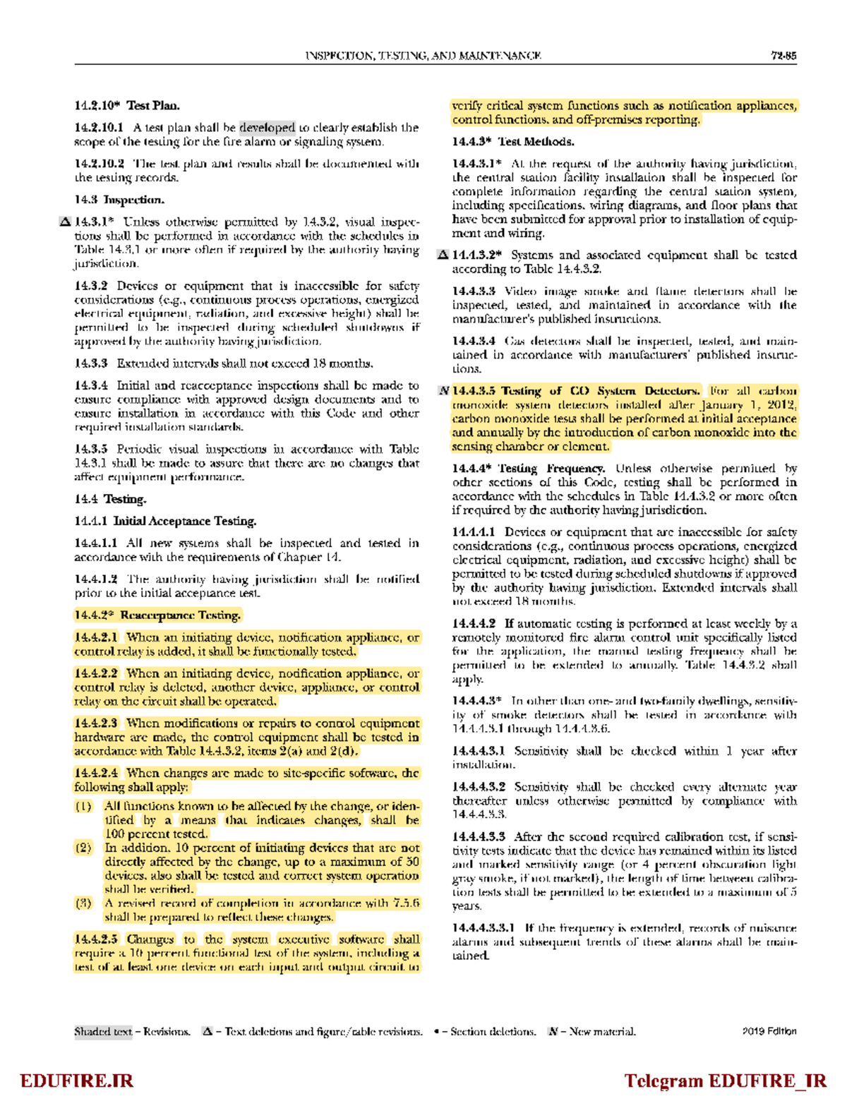 NFPA 2019 Chapter 14 - sdfsd - INSPECTION, TESTING, AND MAINTENANCE 72 ...