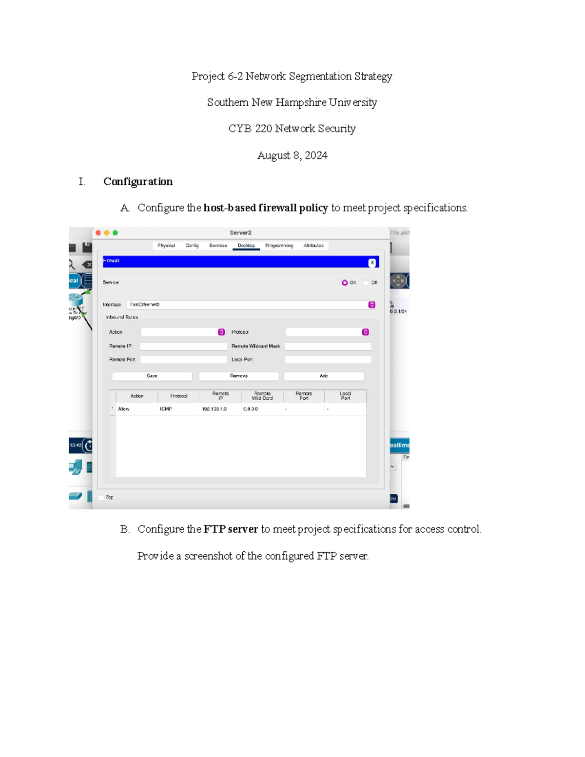 CYB 220 Project 6-2 Network Segmentation Strategy - Project 6-2 Network ...