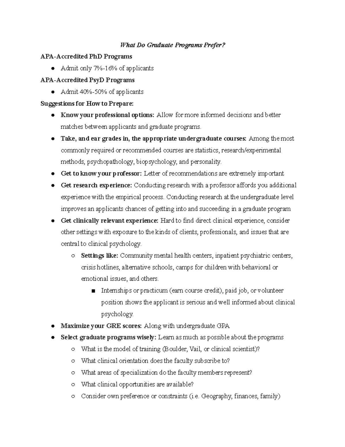 Chapter 1 Clincial Psychology Textbook CONT - What Do Graduate Programs ...