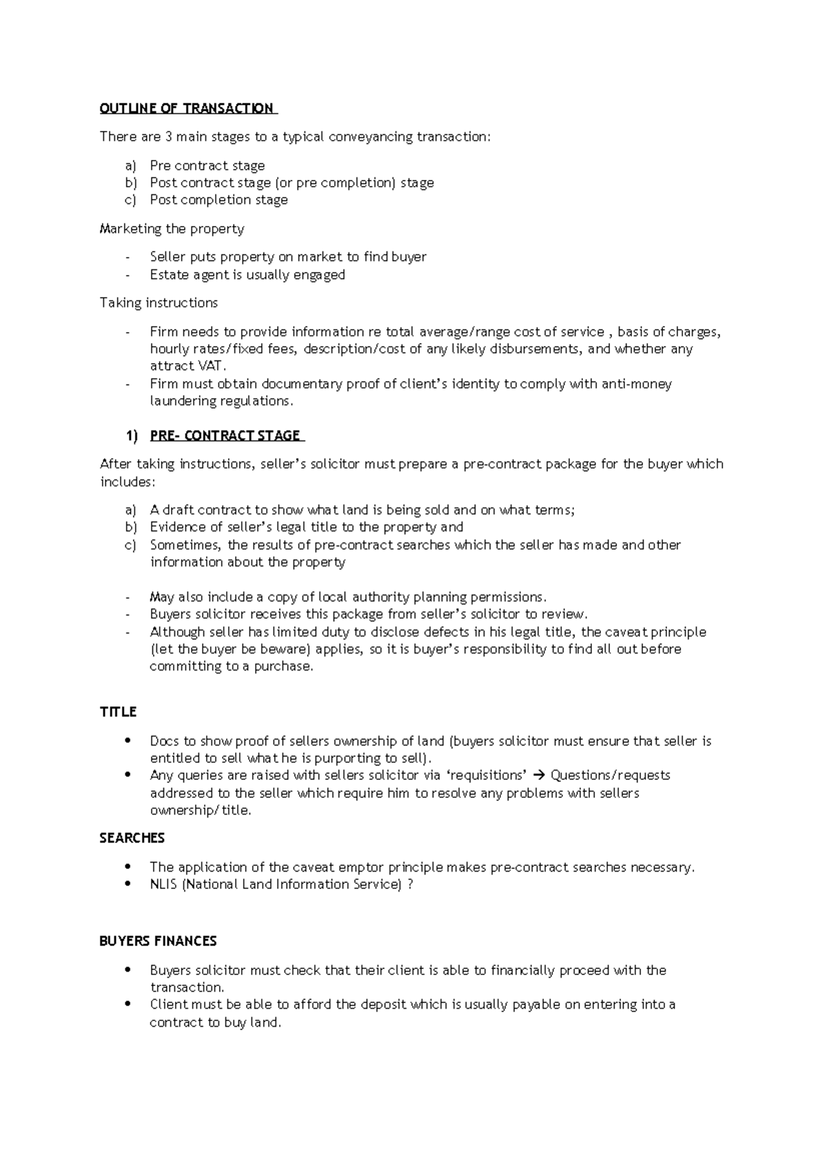 Outline OF Transaction - OUTLINE OF TRANSACTION There are 3 main stages ...