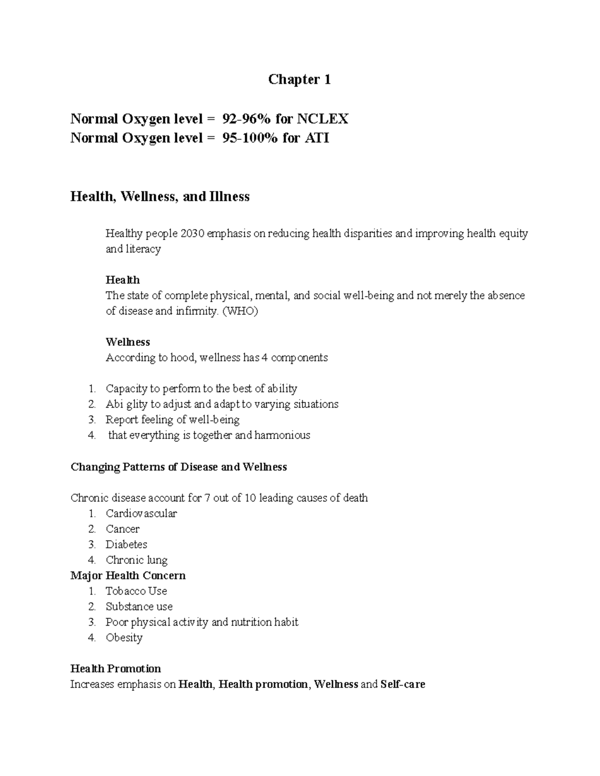 Med surge - Chapter 1 Normal Oxygen level = 92-96% for NCLEX Normal ...