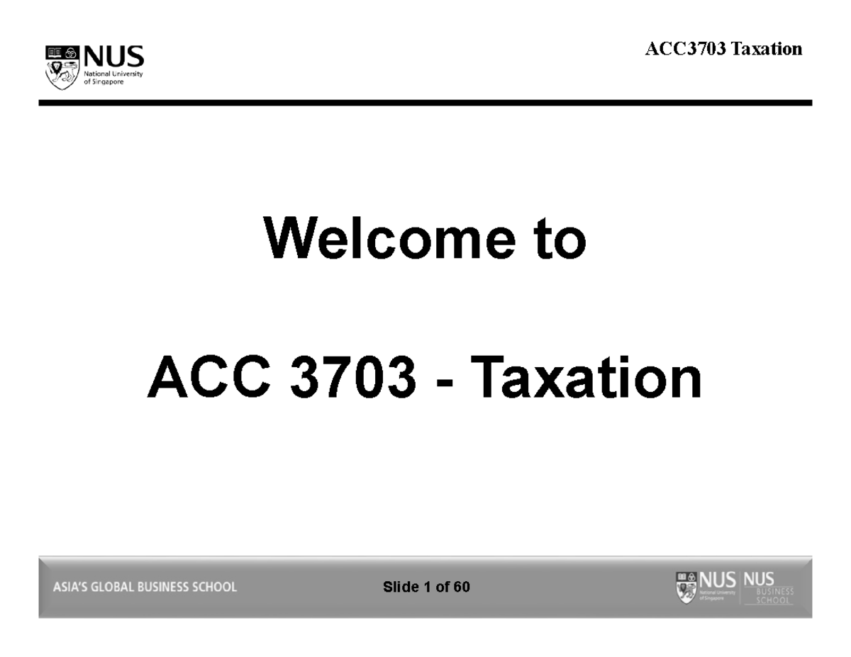 Topic 1 11 Aug 2020 - Lecture notes 1-4 - Slide 1 of 60 Welcome to ACC ...