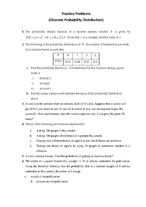 Practice Problem 5 (Probability II) - If 3 are to be selected at random ...