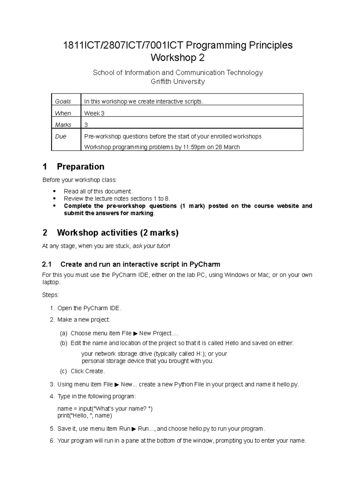 S50944668 Lambert Niyuhire WS02 - 1811ICT/2807ICT/7001ICT Programming ...