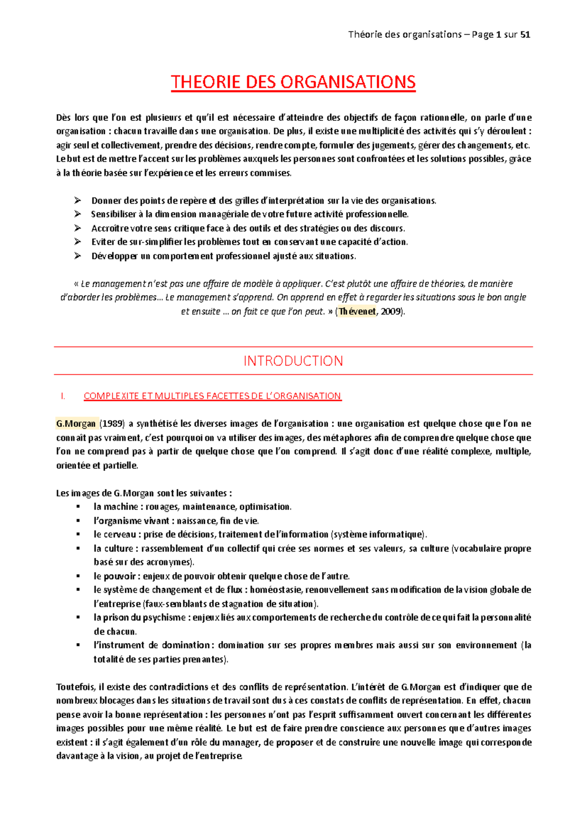 Théorie des organisations chapitre 2 cour - THEORIE DES ORGANISATIONS Dès lors que l’on est ...