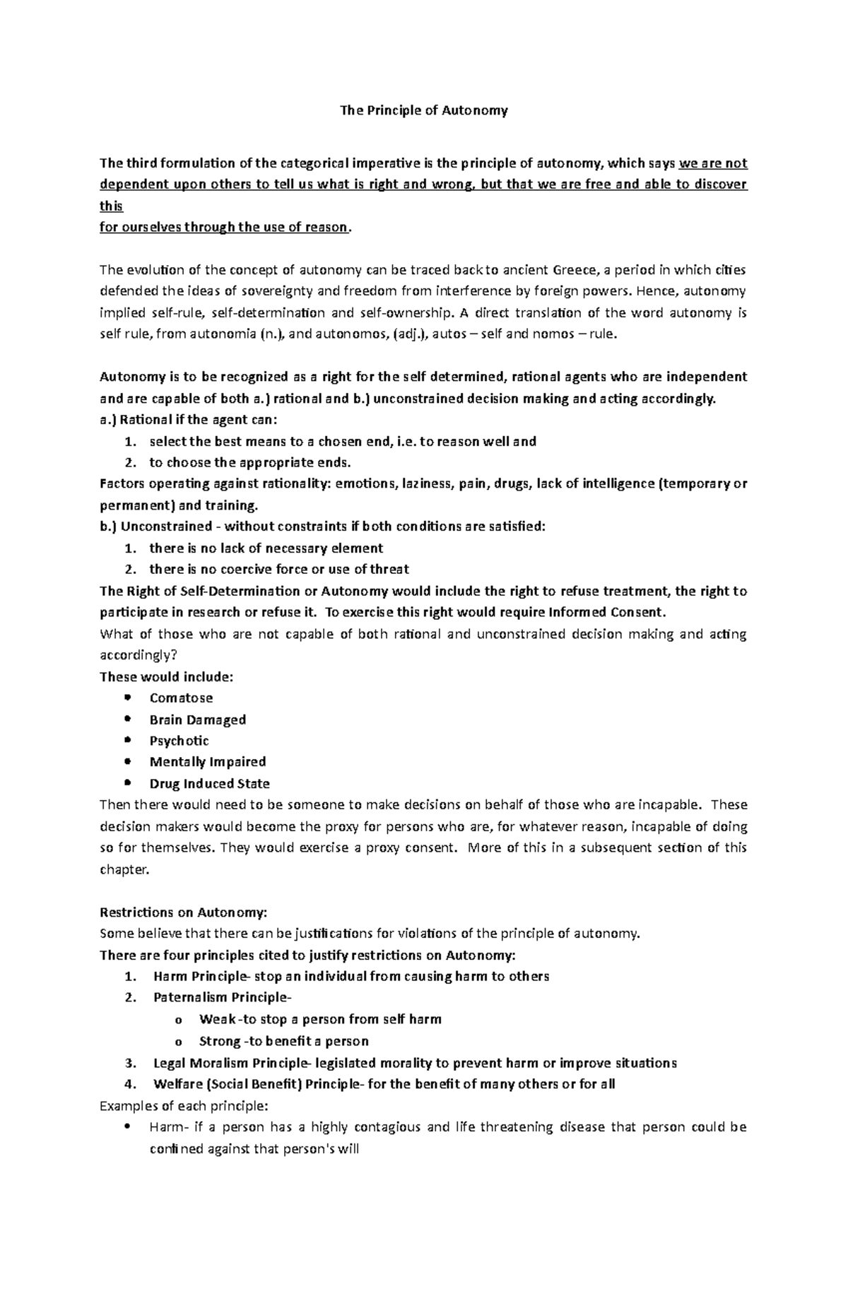 The Principle of Autonomy - The evolution of the concept of autonomy ...