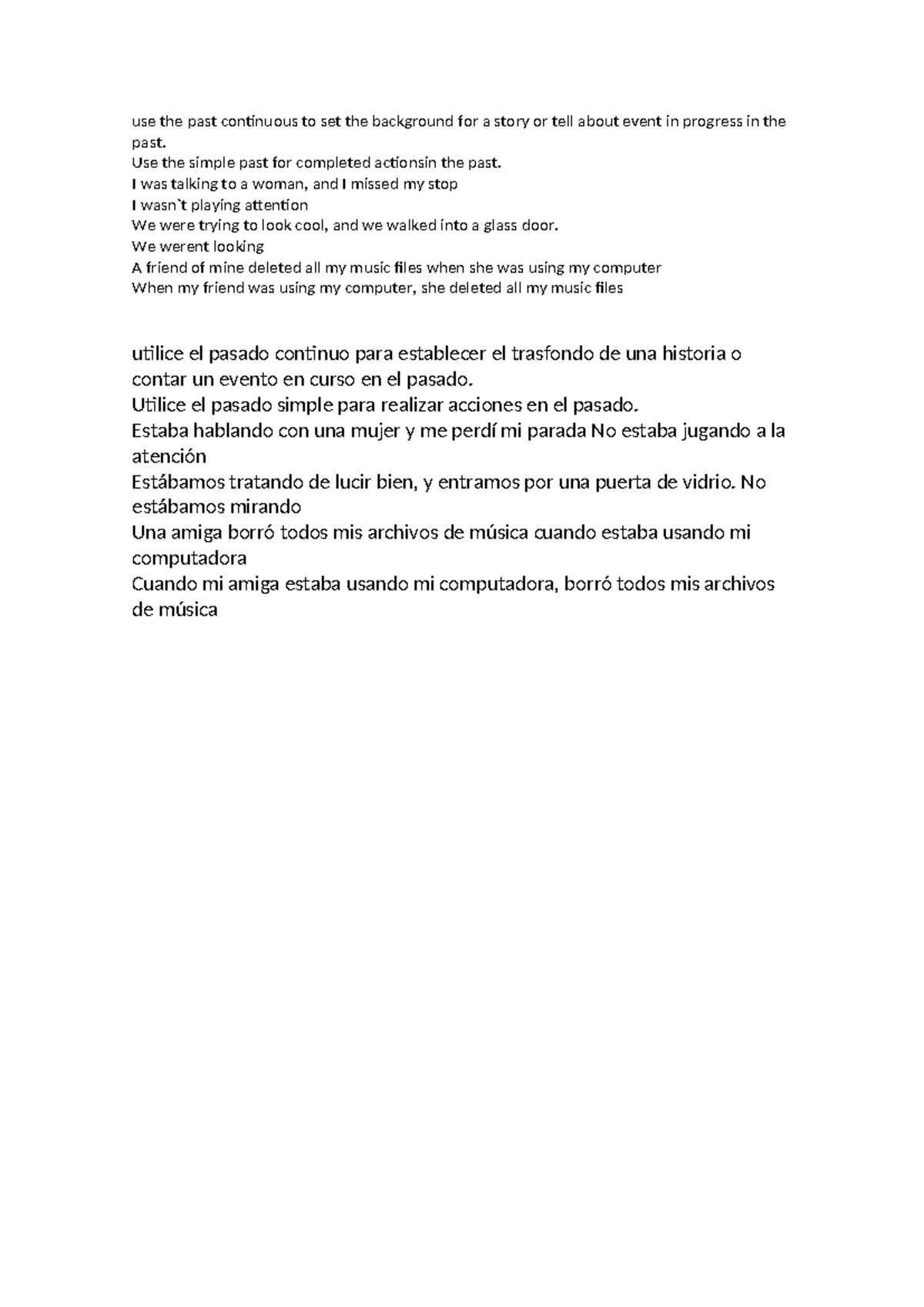 Pasado continuo y pasado simple - use the past continuous to set the ...